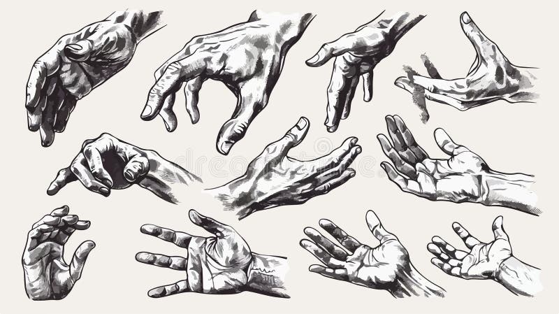 Creative Hand Drawn Scribble Sketch of Human Hands for Artistic ...