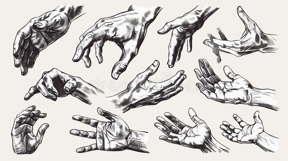 Creative Hand Drawn Scribble Sketch of Human Hands for Artistic ...