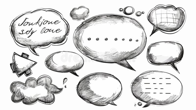 Creative Hand-Drawn Speech Bubbles Scribble Sketch Set for ...