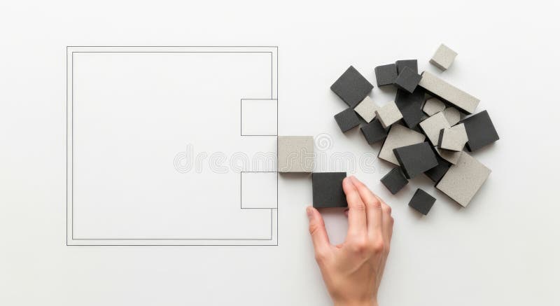 Creative Hand with Squares Strategy Planning Solution Puzzle Abstract Thinking Business Design ...