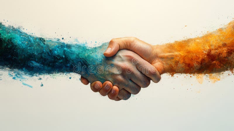Creative Handshake Symbolizing Unity between Two Diverse Cultures in a ...