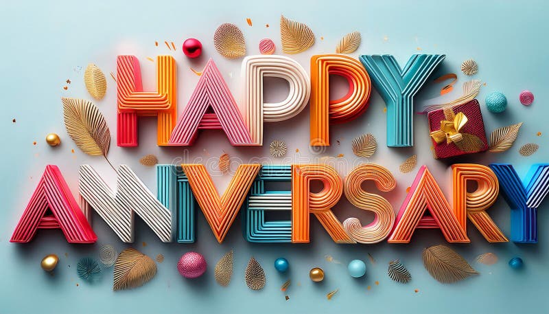 Creative Happy Anniversary Alphabet Design with Festive Letters Stock ...