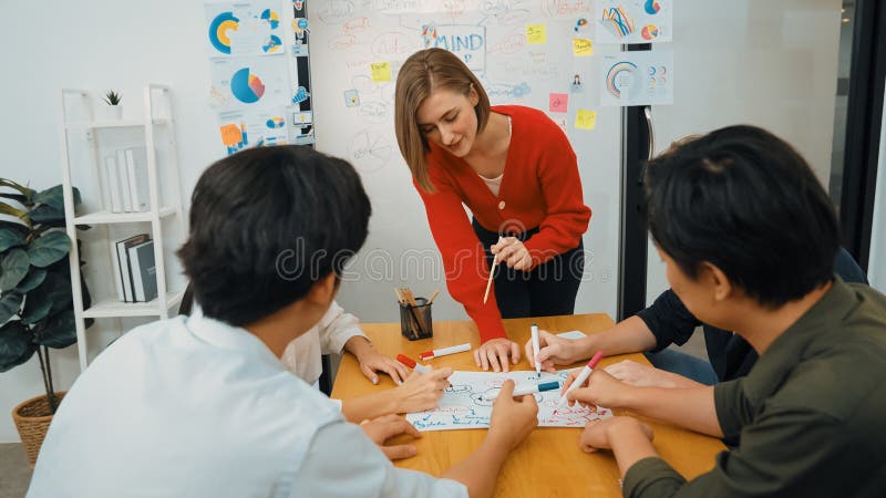 Creative Happy Business Team Brainstorming Idea by Using Mind Map ...