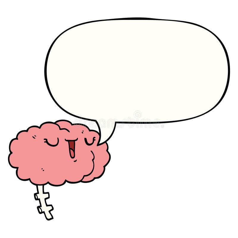 A Creative Happy Cartoon Brain and Speech Bubble Stock Vector ...
