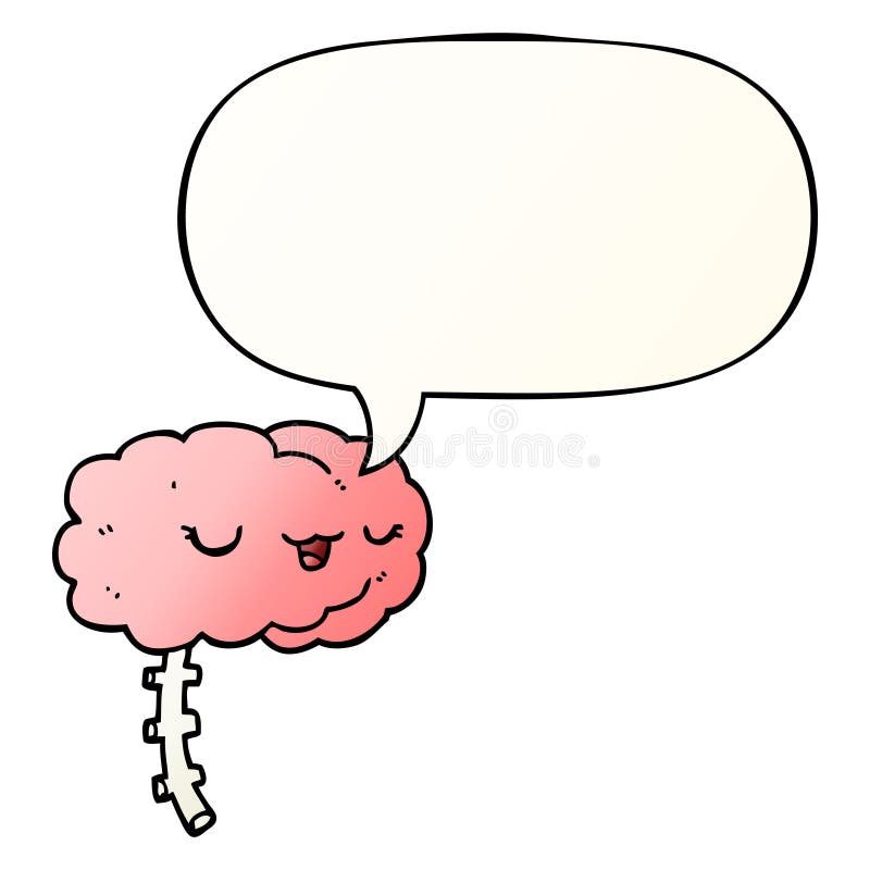 A Creative Happy Cartoon Brain and Speech Bubble in Smooth Gradient ...