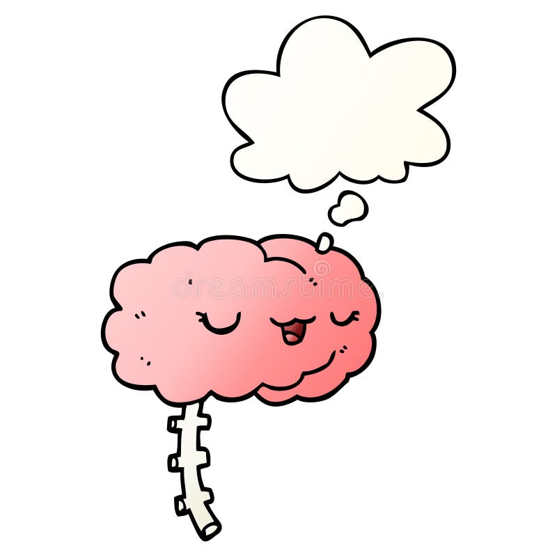 A Creative Happy Cartoon Brain and Thought Bubble in Smooth Gradient ...