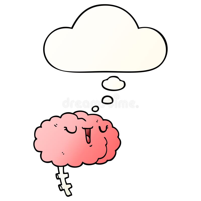 A Creative Happy Cartoon Brain and Thought Bubble in Smooth Gradient ...