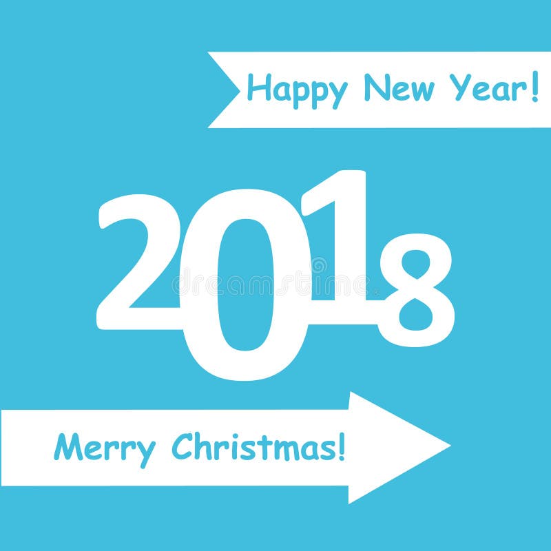 Creative Happy New Year 2018 Design. Flat Design with Shadow. Outline ...