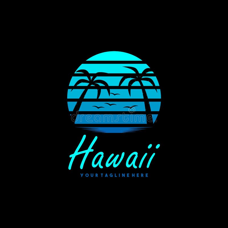 Creative Hawaii Beach Logo and T Shirt Design Stock Illustration ...