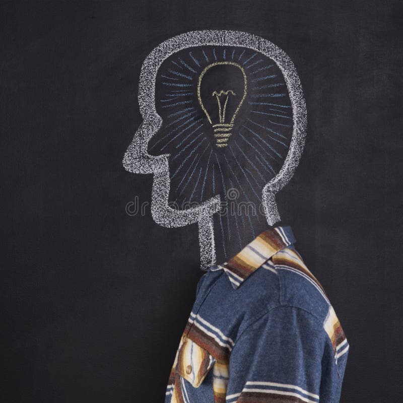 Creative Headless Businessman Stock Photo - Image of hand, chalkboard ...