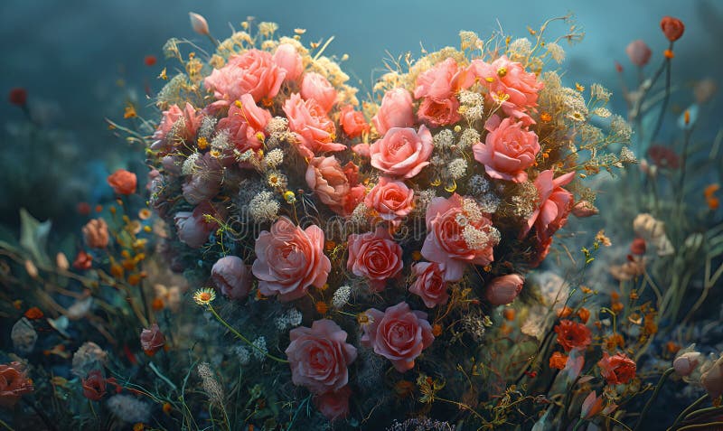 Creative Heart Shape on Abstract Colorful Background. Stock Photo ...