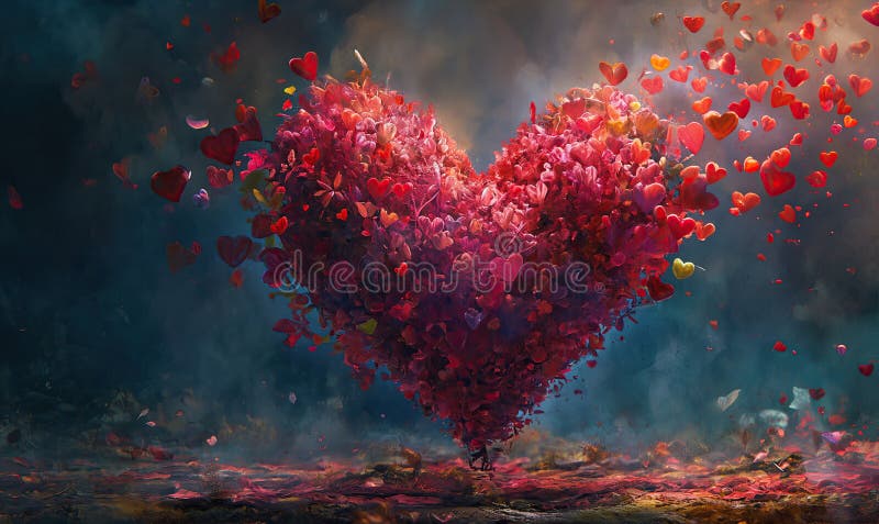 Creative Heart Shape on Abstract Colorful Background. Stock Photo ...