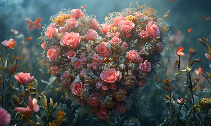 Creative Heart Shape on Abstract Colorful Background. Stock Image ...