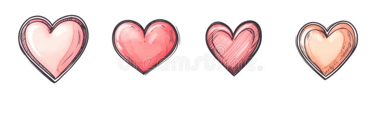 Creative Heart-Shaped Ribbon and Doodle Line Heart Design Stock ...