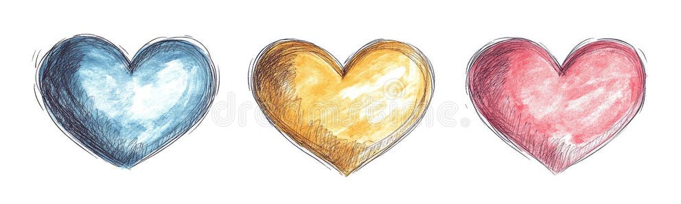 Creative Heart-Shaped Ribbon and Doodle Line Heart Design Stock Image ...