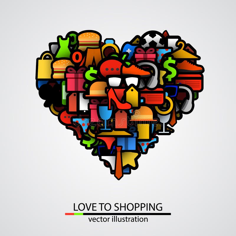 Creative Heart Sign Made of Shopping Items. Vector Stock Vector ...