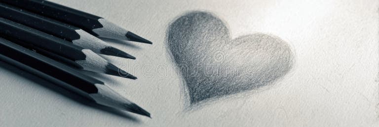 Creative Heart Sketch Using Graphite Pencils on Textured Paper in a ...