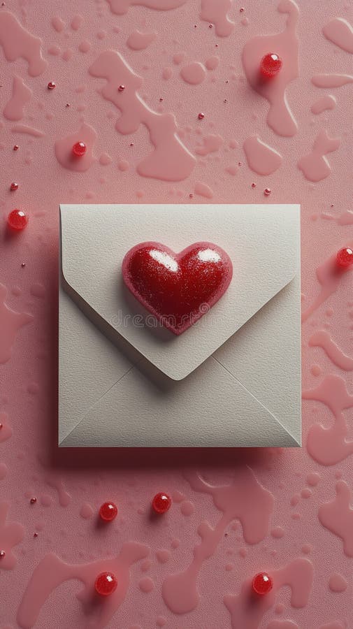 Creative Heart Themed Envelope on a Pink Background with Decorative ...