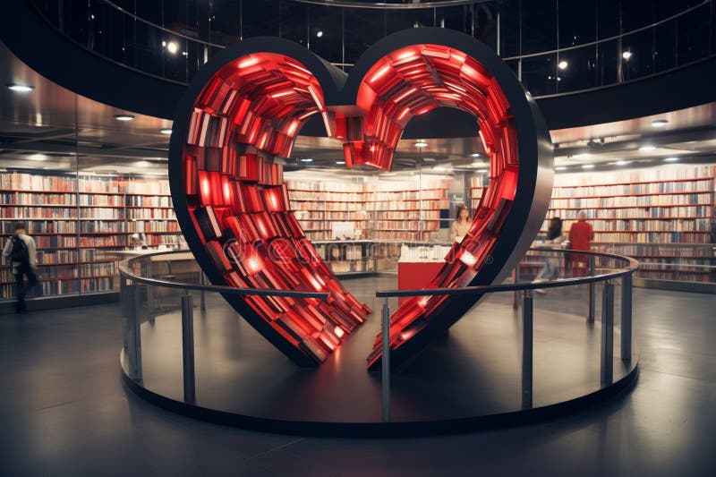 Creative HeartShaped Book Displays in Libraries Stock Illustration ...
