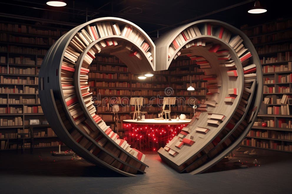 Creative HeartShaped Book Displays in Libraries Stock Illustration ...