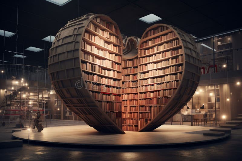 Creative HeartShaped Book Displays in Libraries Stock Illustration ...