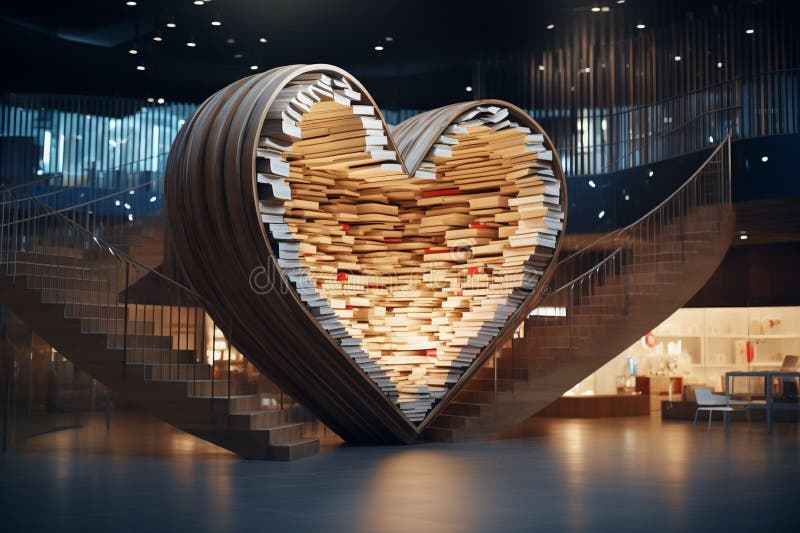 Creative HeartShaped Book Displays in Libraries Stock Illustration ...