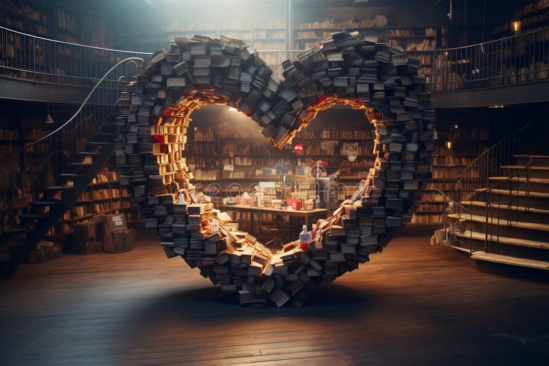 Creative HeartShaped Book Displays in Libraries Stock Illustration ...