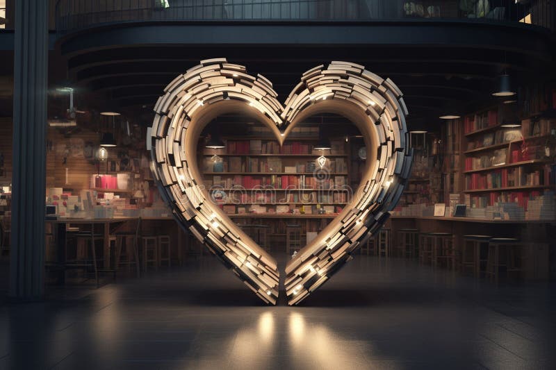 Creative HeartShaped Book Displays in Libraries Stock Illustration ...
