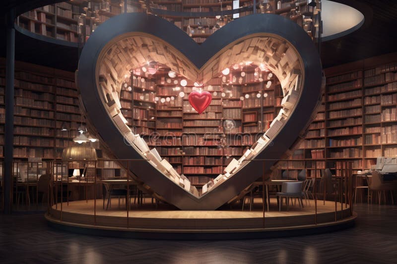 Creative HeartShaped Book Displays in Libraries Stock Illustration ...