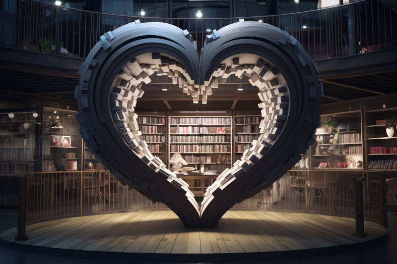 Creative HeartShaped Book Displays in Libraries Stock Illustration ...