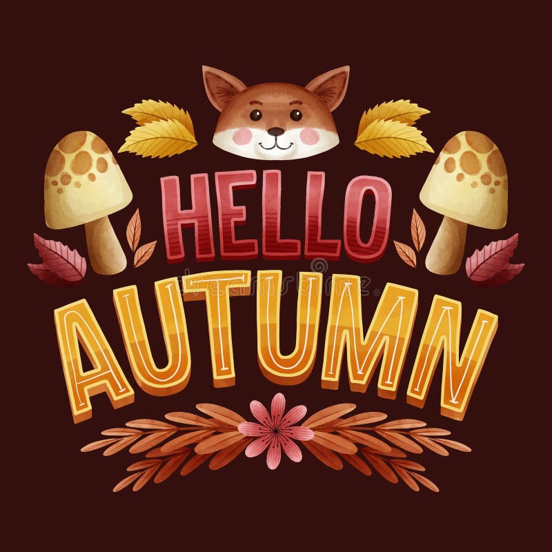 Creative Hello Autumn Message with Seasonal Elements Vector Design ...