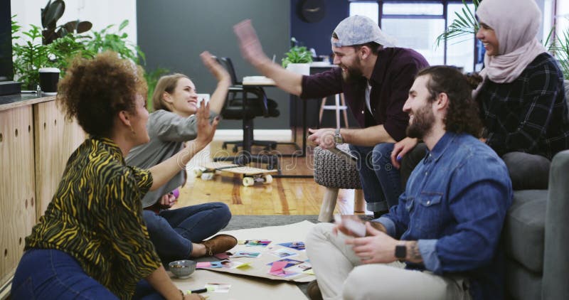 Creative, High Five Collaboration in Office for Business, Brainstorming ...