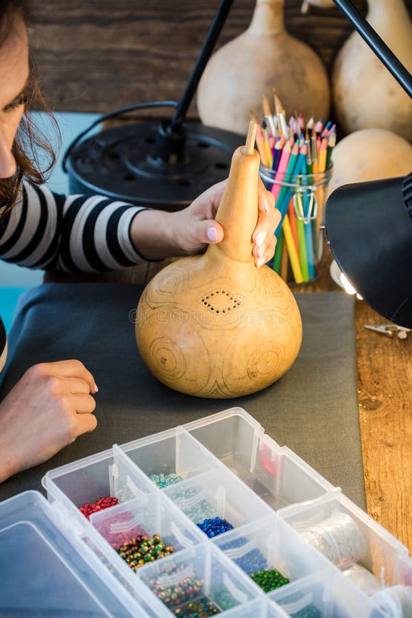 Creative Hobby and Craft in Workshop Stock Photo - Image of calabash ...