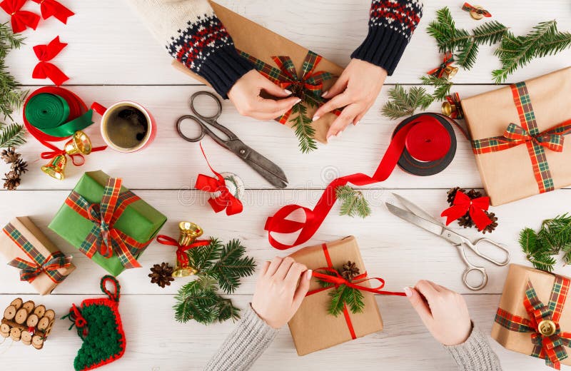 Creative Hobby. Making Modern Handmade Christmas Present Box Stock ...