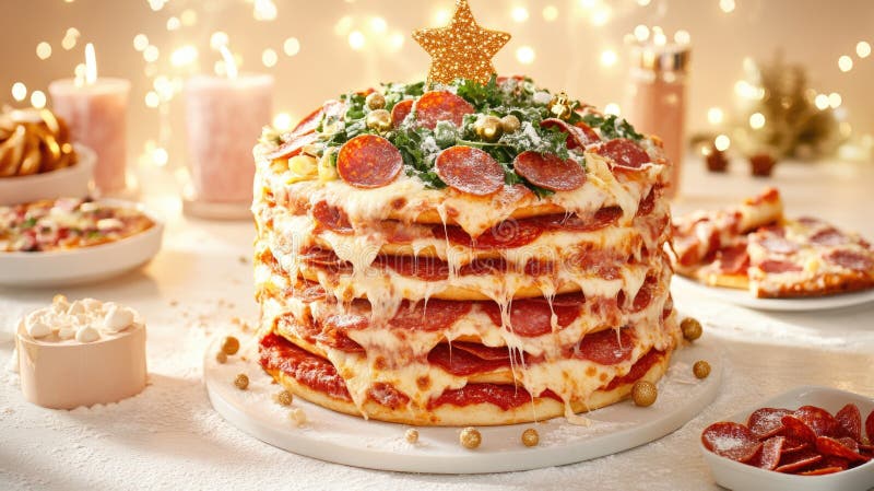 Creative Holiday Pizza Tree with Festive Decorations for Unique ...
