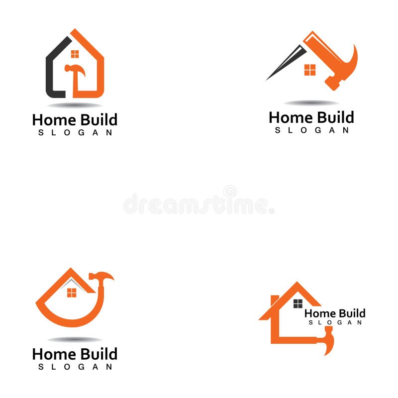 Creative Home Construction Logo with Hammer Symbol. Stock Vector ...