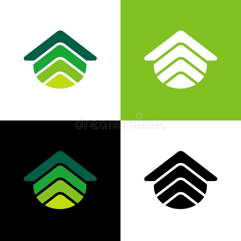 Creative Home Logo Icon, Abstract House with Green Gradient Color ...