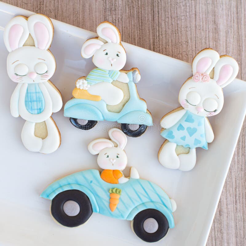 Creative Home Made Easter Rabbit Family Cookies Stock Photo - Image of ...