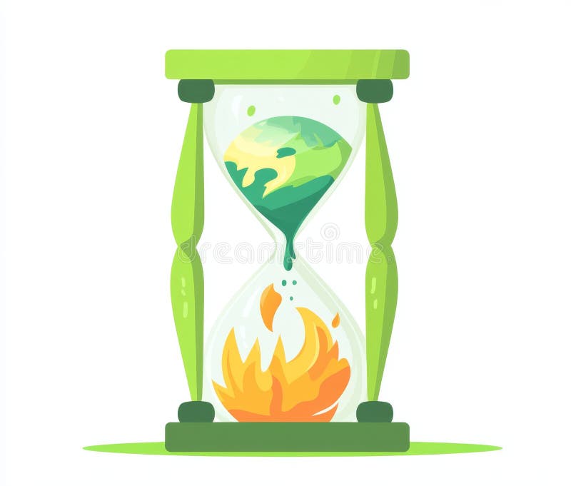 Creative Hourglass Illustration with Earth and Fire Depicting ...
