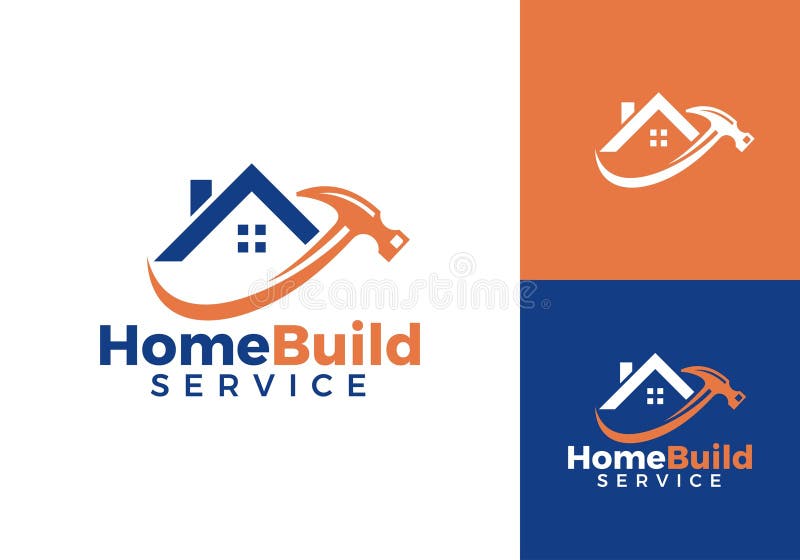 Creative House Building Logo. Hammer Tool Repair Home Construction Design Stock Illustration ...