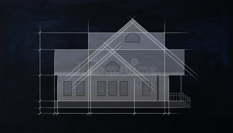 Creative House Project Blueprint on Background. Construction and Plan ...