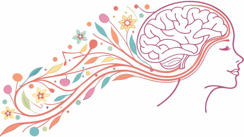 Creative Human Brain with Flowing Abstract Elements, Vector Design ...