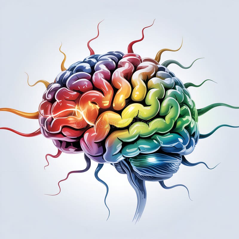 Creative Human Brain Illustration Displaying Different Color Shades and ...