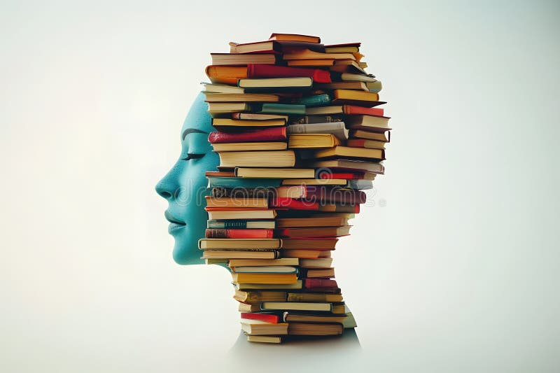 Creative Human Head Illustration with Books Perfect for Education and ...