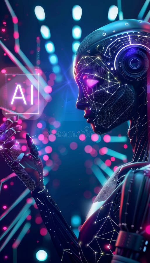 Creative Human Touch in Ai Stick Figure Holding Ai Icon for Innovative ...