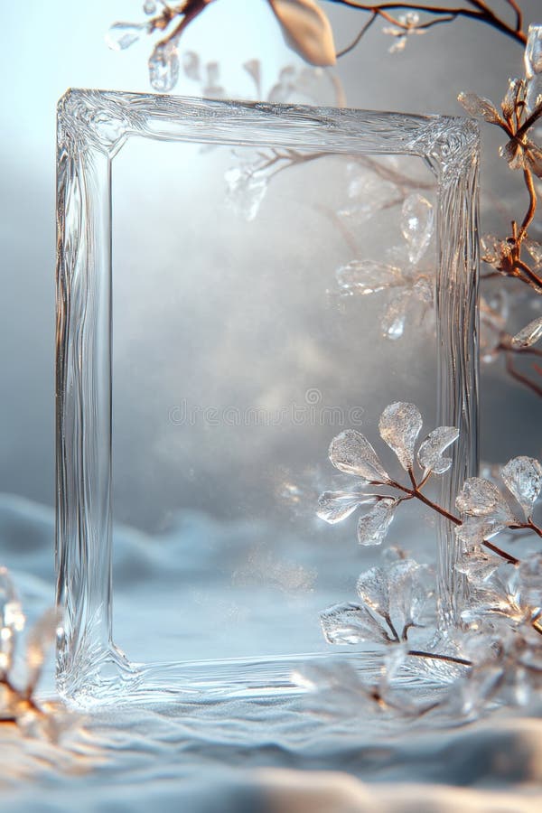 Creative Ice Sculpture Showcasing a Detailed, Broken Mirror Effect with ...