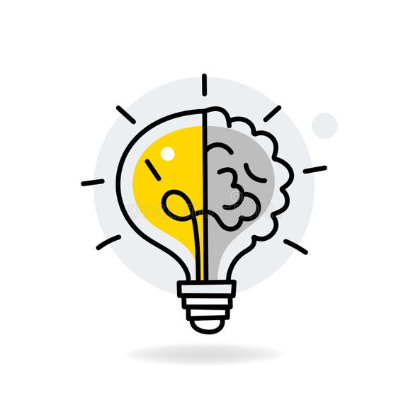 Creative Icon of a Half Brain Half Lightbulb Representing Ideas ...
