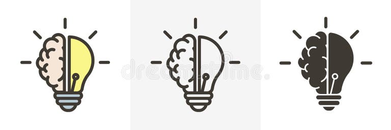 Creative Icon of a Half Brain Half Lightbulb Representing Ideas ...
