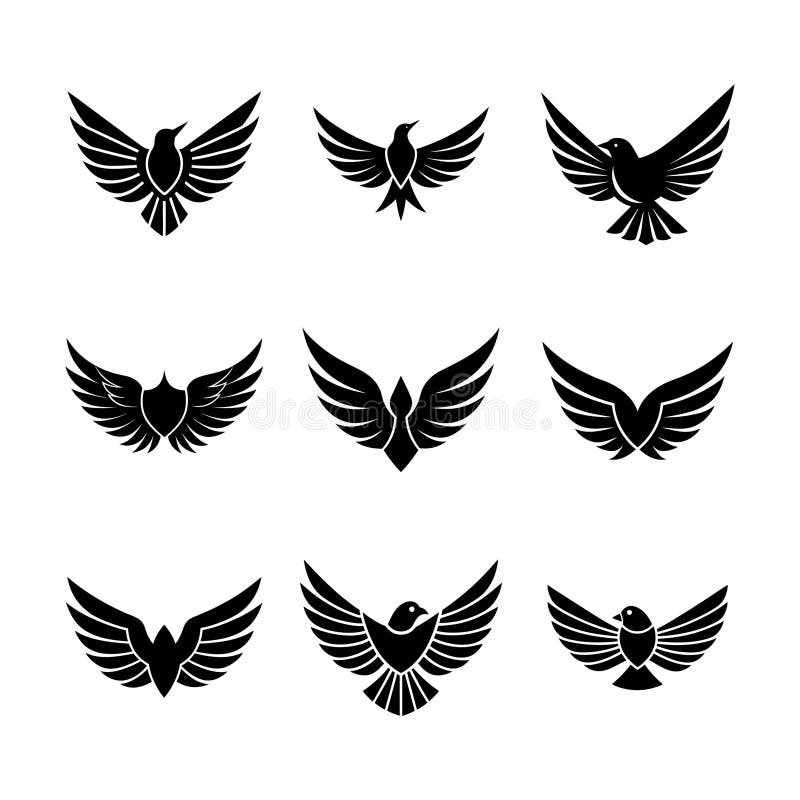 Creative Iconic Logo with Birds Silhouette Wings for Business Stock ...