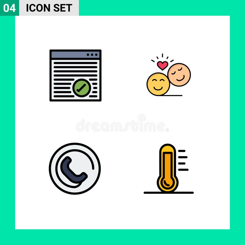 Modern Set of 4 Filledline Flat Colors Pictograph of Browser, Contact ...